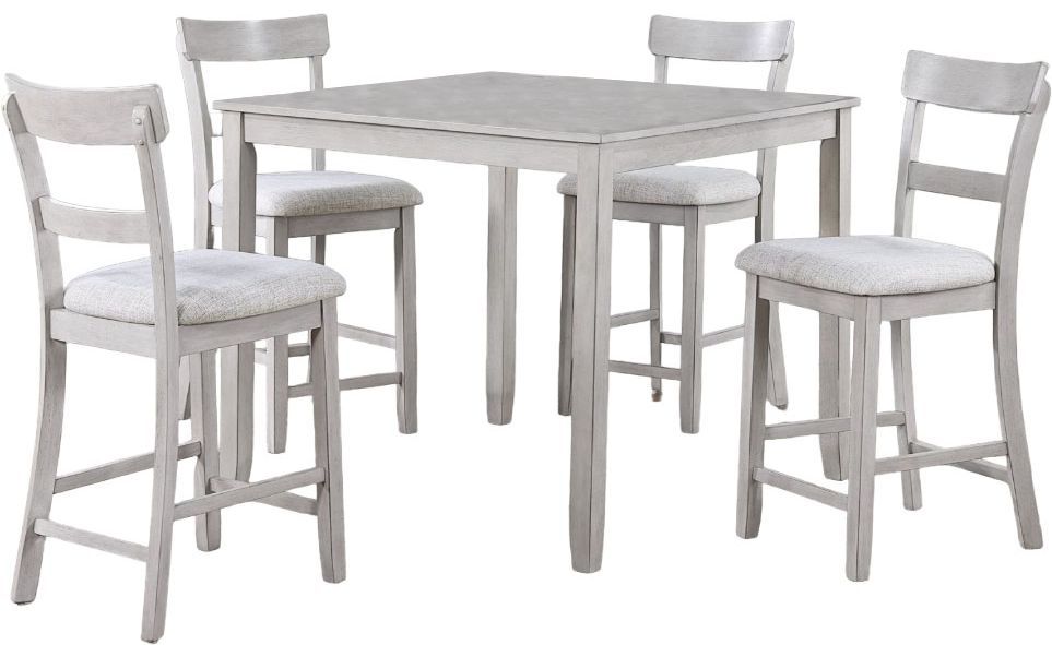 Crown Mark Henderson 5-Piece Dinette White Counter Dining Room Set ...