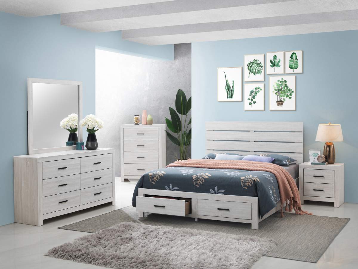 Coaster Marion 5 Piece Coastal White King Storage Bedroom Set Furniture Express Valdosta GA