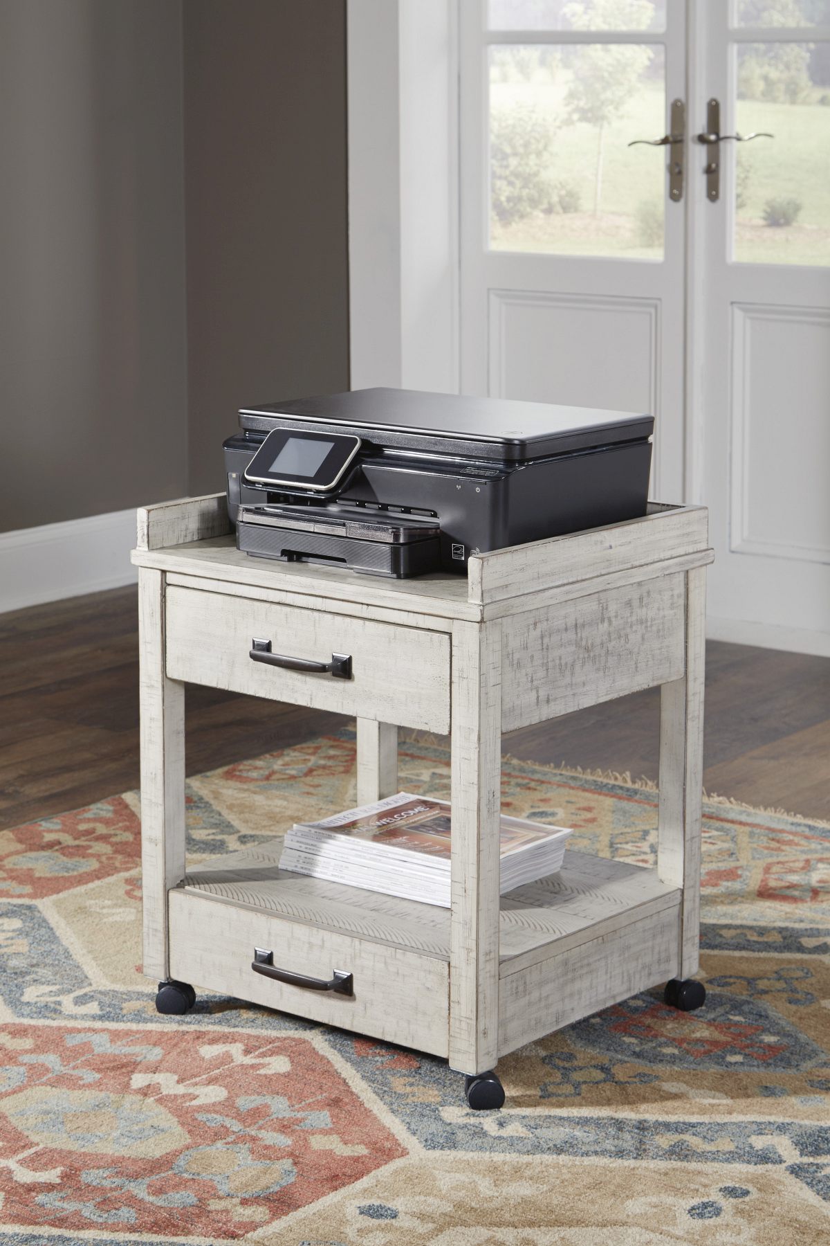 Signature Design by Ashley Carynhurst Whitewash Printer Stand Jarons Furniture Outlet Bordentown and Lumberton NJ
