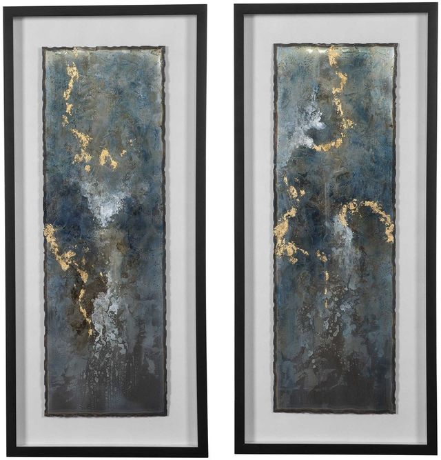 Uttermost® Glimmering Agate 2-Piece Black Abstract Prints | Fischer ...