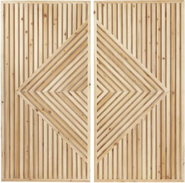 Deco Marche 2-Piece Brown Geometric Carved Wall Panel Set | Fischer ...