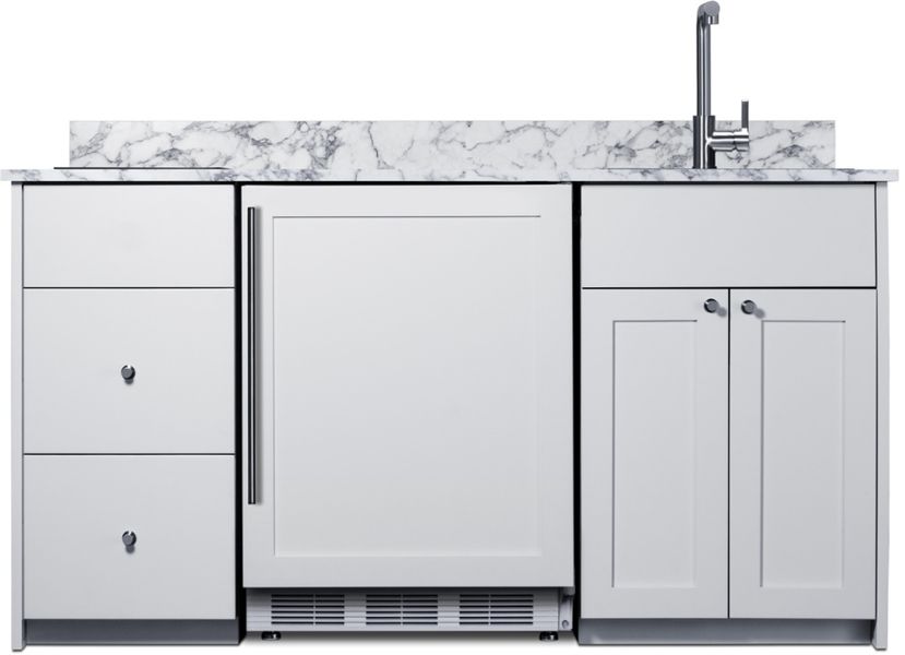 Summit® TurnKey Caldera Kitchen 63" White Kitchenette with 5 Cu. Ft ...