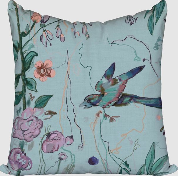 Windy O'Connor Birds of a Feather Aqua Toss Pillow | Miskelly Furniture