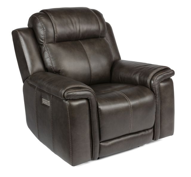 Flexsteel® Kingsley Gray Kingsley Leather Power Reclining Recliner with ...
