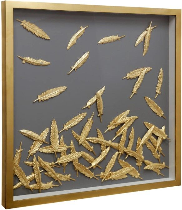Harp & Finial® Falling Feather Gold/Gray Wall Art | Appliance Center of ...