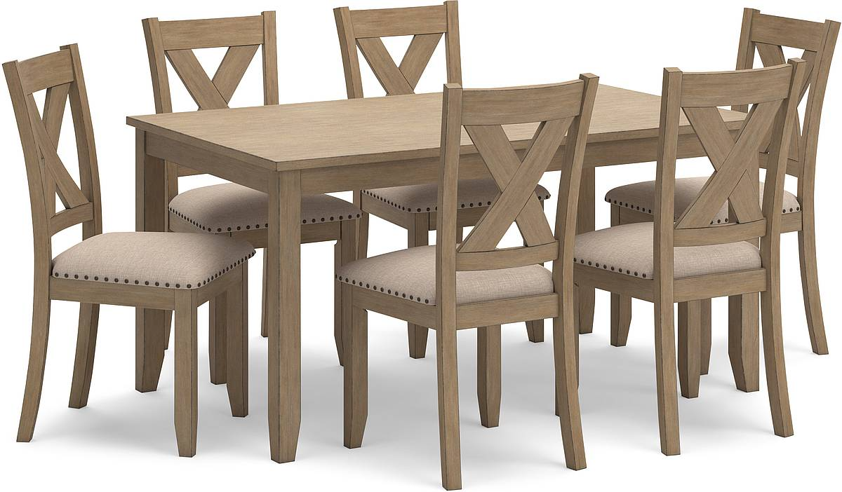 Signature Design by Ashley Sanbriar 7 Piece Light Brown Dining Table Sets Welcome Home Furniture Appliances