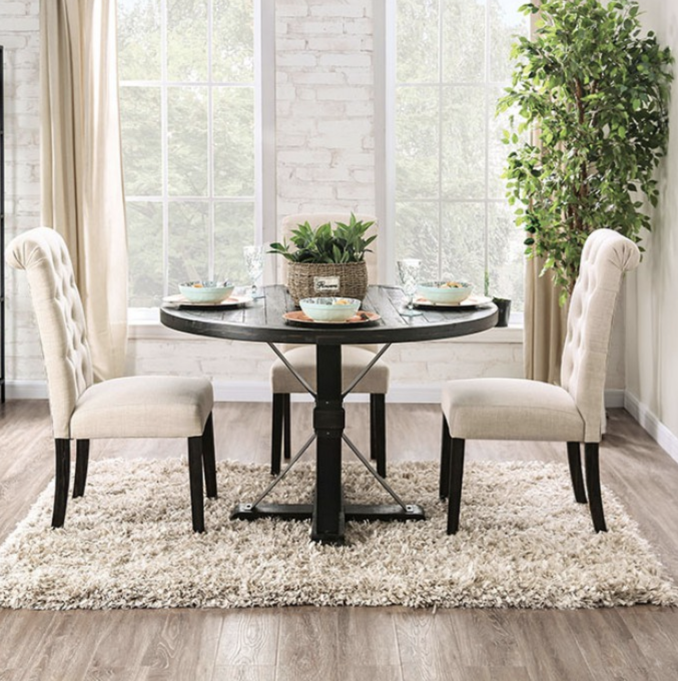 Furniture of america brule white antique black counter height table store
