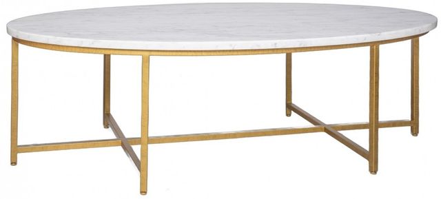 Ella Home Bosphorus White Carrera Marble Top Large Oval Coffee Table ...