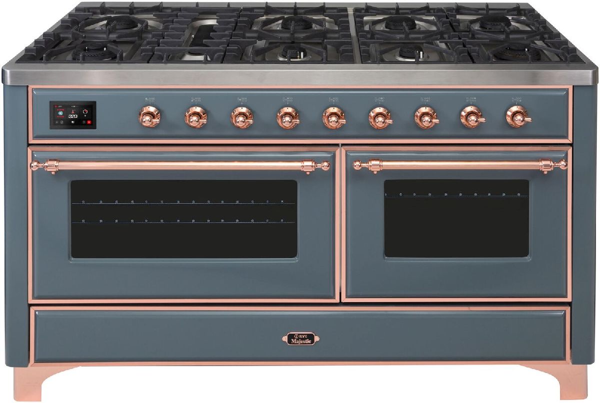 Ilve Majestic II 60 Blue Gray Freestanding Dual Fuel Range Bouche Appliances Miami FL