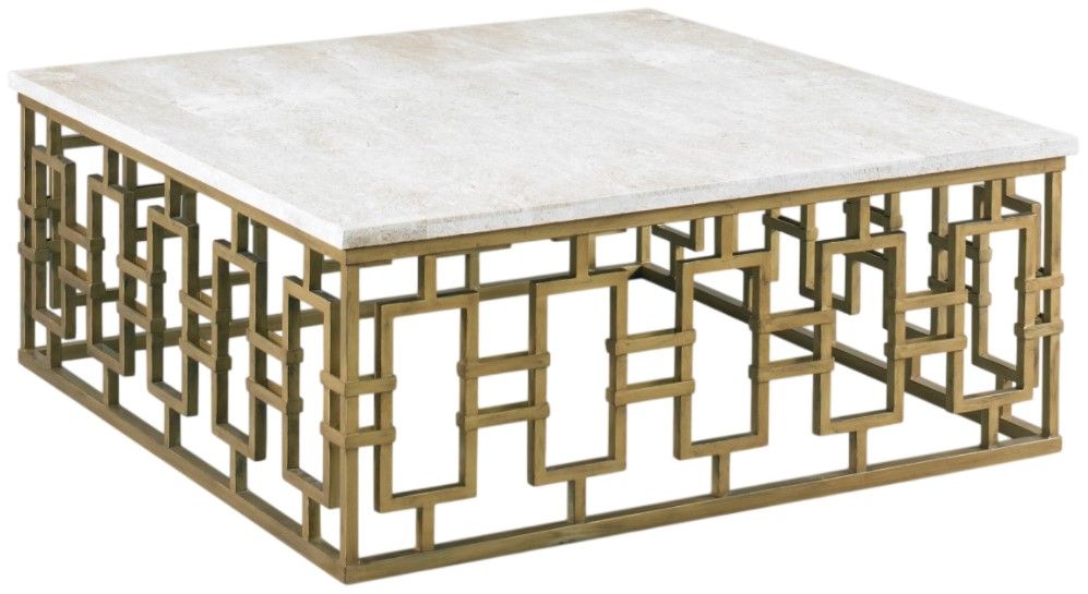 CTH Sherrill Occasional® Chicklet White Square Cocktail Table with Aged ...