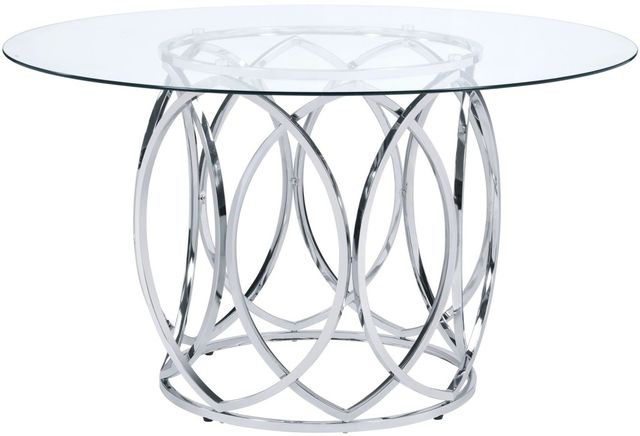 Elements International Merlin Glass Top Round Dining Table with Chrome ...