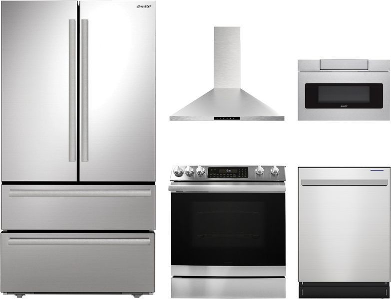 Sharp® 5 Piece Stainless Steel Kitchen Appliance Package | North Side ...
