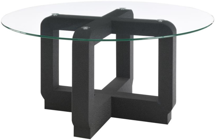 Glass coffee table with black base store
