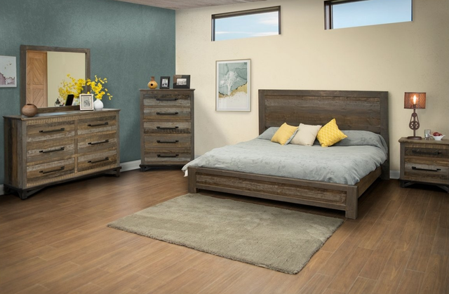 International Furniture Direct Loft Brown 4-Piece Brown Queen Bedroom ...