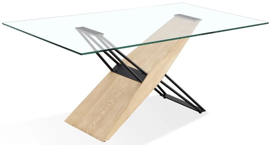 Modus Furniture Aere Black/Glass/Natural Ash Dining Table | Fischer ...