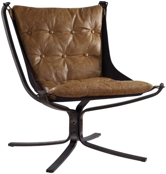 ACME Furniture Carney Coffee Leather Accent Chair | Wood's Furniture
