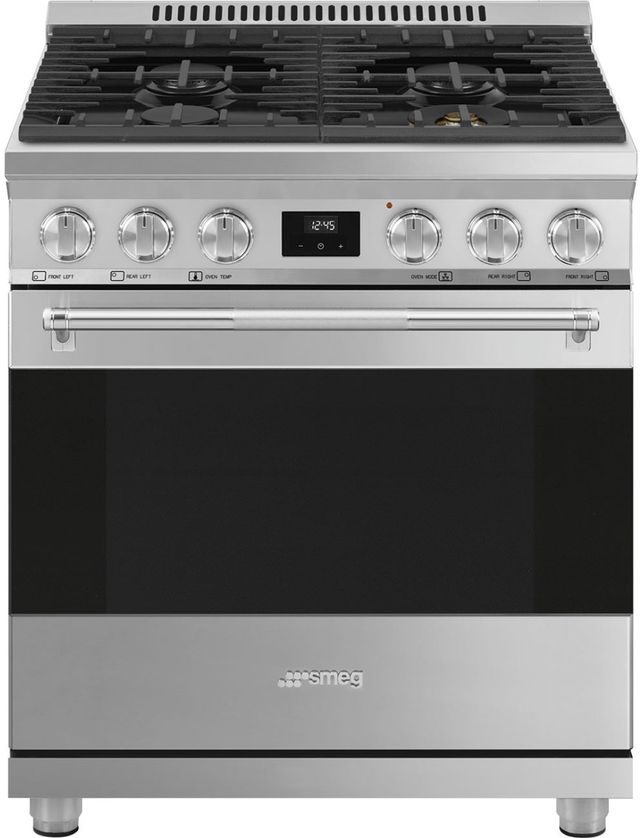 Smeg Professional Series 30" Stainless Steel Freestanding Dual Fuel ...