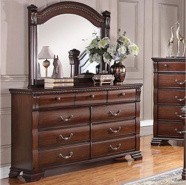 Isabella Rich Brown Dresser and Mirror | Lacks Furniture | Brownsville ...