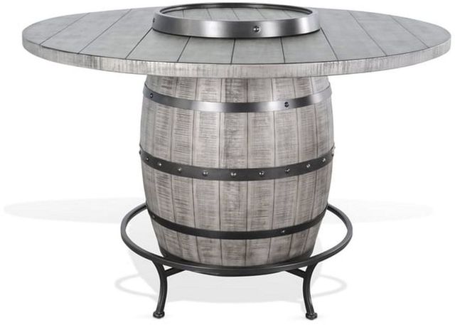 Sunny Designs™ Alpine Grey Round Pub Table with Wine Barrel Base ...