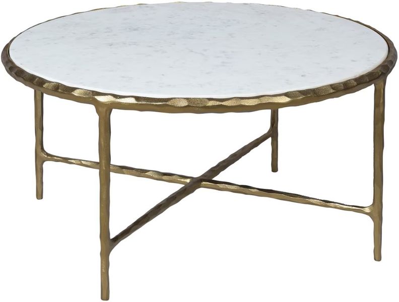 Jeffan Timeless Classic White Coffee Table with Brass Base | Miskelly ...