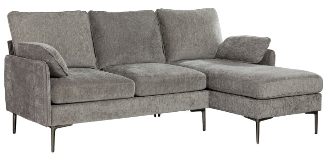 Mazin Furniture Mercury 2-Piece Gray Reversible Chaise Sofa Sectional ...