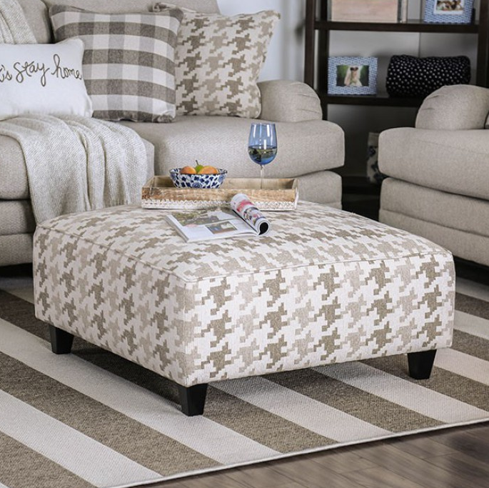 Gray plaid ottoman store