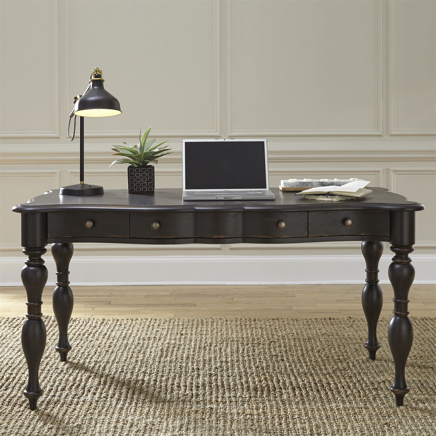 Liberty Furniture Chesapeake Wire Brushed Antique Black Writing Desk Liddiard Home Furnishings
