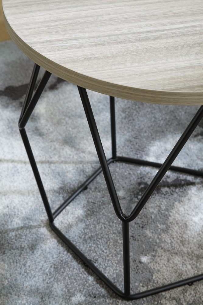 Signature Design by Ashley Waylowe Light Brown Coffee Table with Black Metal Base Farnham s Furniture Galleries Casper Wyoming
