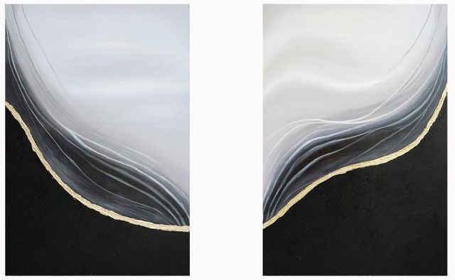 Classy Art 2-Piece 47" Hand Painted Textured Canvas with Foil Wall Art ...