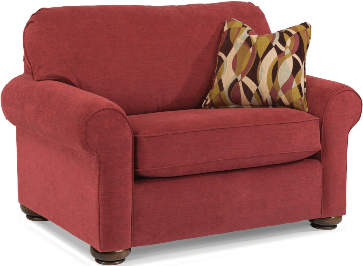 Red chair and a half with ottoman store