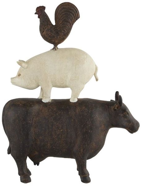 Deco Marche Brown Farm Animals Stacked Sculpture | Fischer Furniture ...
