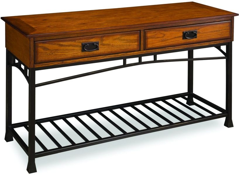 homestyles® Modern Craftsman Brown Console Table with Black Metal Base ...