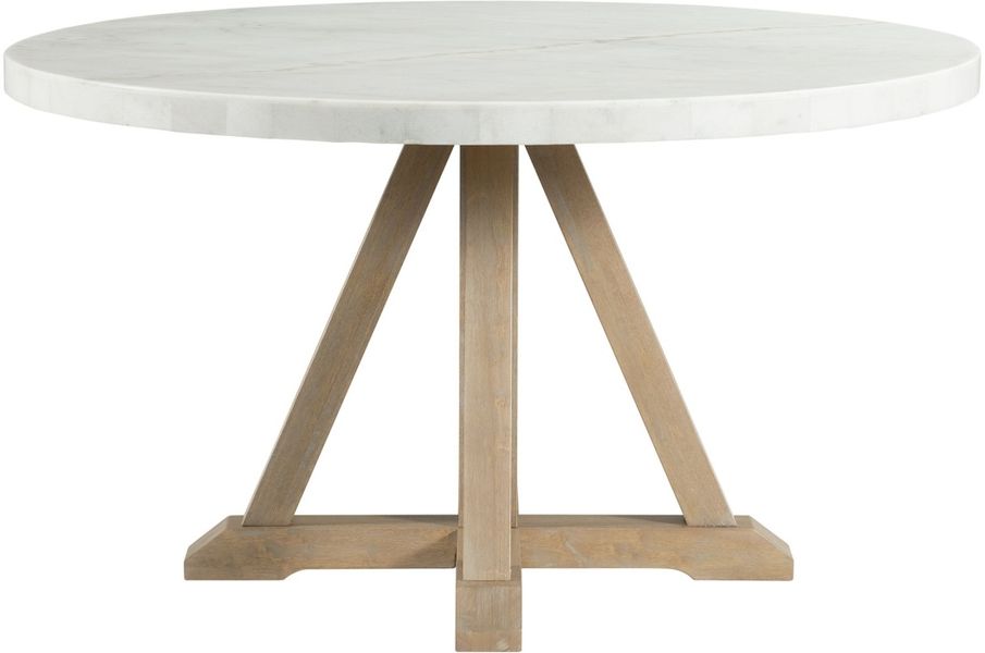 Elements International Lakeview White Round Dining Table with Natural ...
