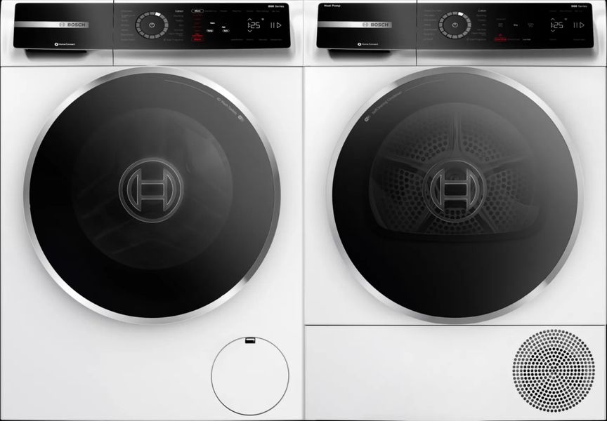 Bosch® 500 Series White Front Load Washer & Electric Dryer Laundry Pair ...
