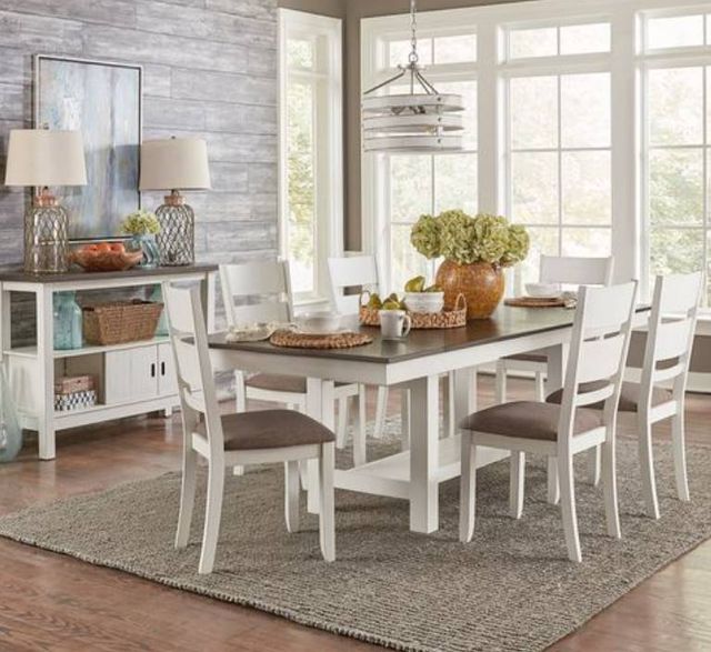 Liberty Furniture Brook Bay 7-Piece Carbon Grey/Textured White Trestle ...