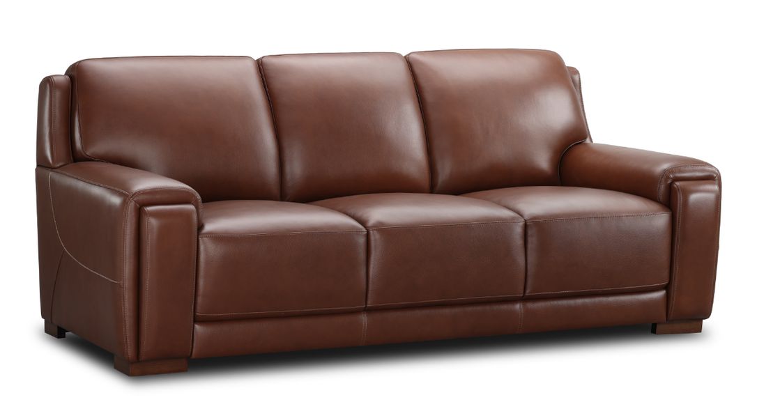 Open FURNITURE Atlas Everest Chestnut/Walnut Leather Sofa | The ...