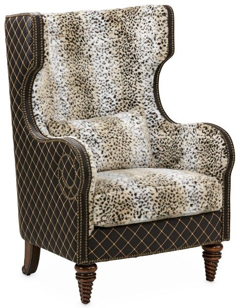 Michael Amini® Chamberi Dark Brown/Warm Cognac Wing Chair Lynx | JR ...