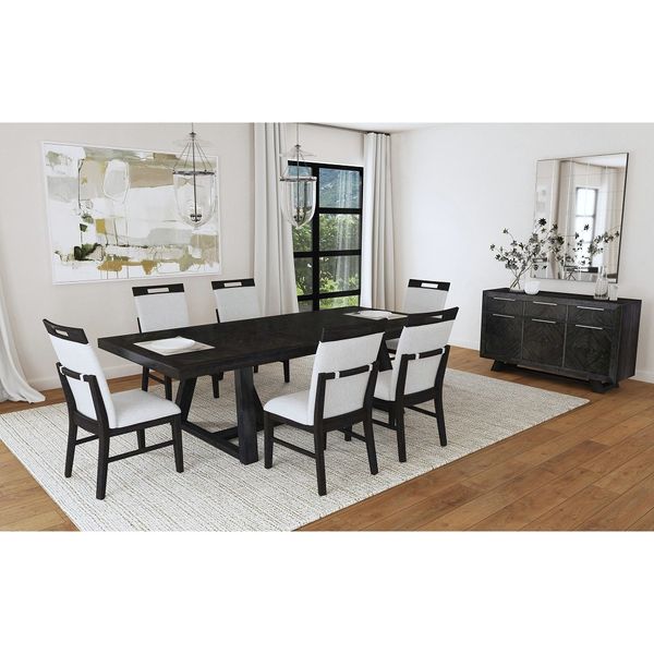 Elements International Transcend Charcoal Dining Table and 4 Side ...
