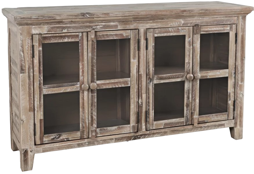Jofran Inc. Rustic Shores Grey Wash 4 Door Low Accent Cabinet