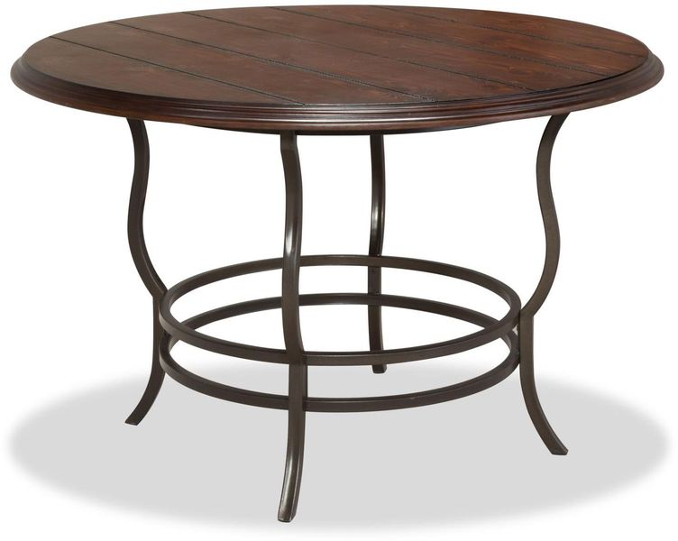 Bernards Midland Brown Dining Table with Charcoal Black Metal Base ...