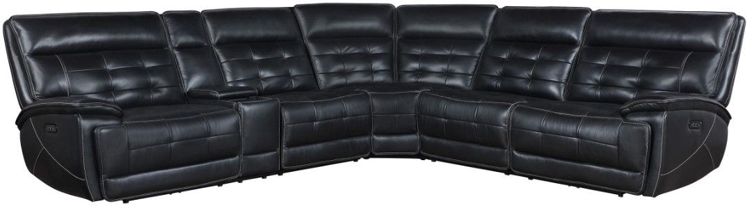Coaster® Hewitt 3-Piece Black Dual Power Reclining L-Shape Sectional ...