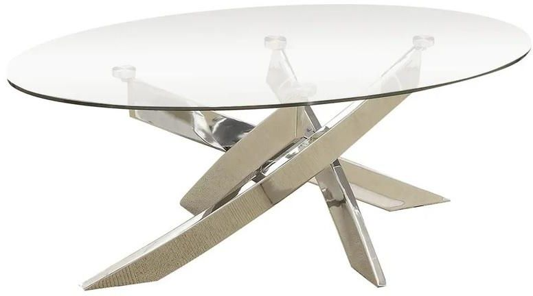 Furniture of America Laila Glass Top Coffee Table with Chrome Cross Legs