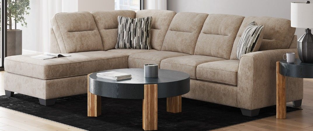Benchcraft® Olten 2-Piece Mocha Left-Arm Facing Sectional and Chaise ...