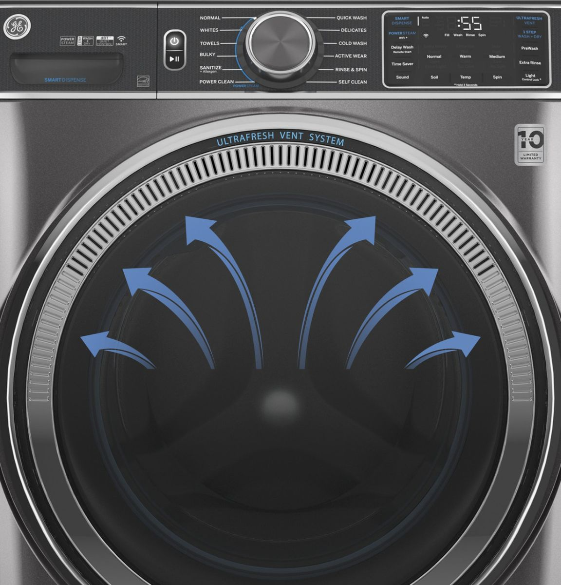 GE 7.8 Cu. Ft. White Smart Front Load Gas Dryer Stewart s TV Appliance