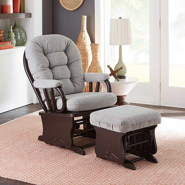 Wood Outdoor Glider Rocker With Ottoman LAZZO Wide Space Brown Leather ...