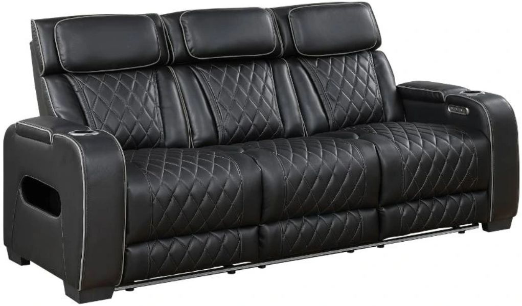 Homelegance® Fairway Black Double Power Reclining Sofa with Drop-Down ...