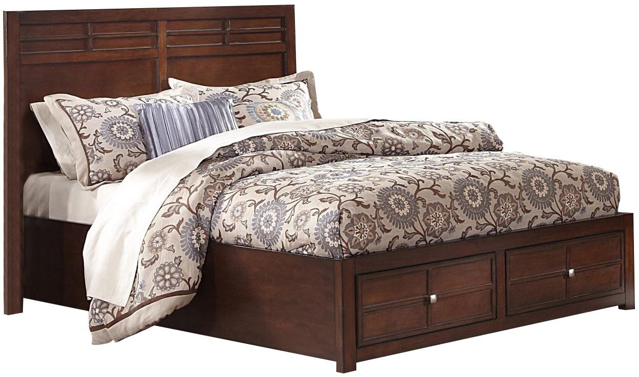 New Classic Home Furnishings Kensington 5 Piece Burnished Cherry Queen Bedroom Set with Two Nightstands Woods Household