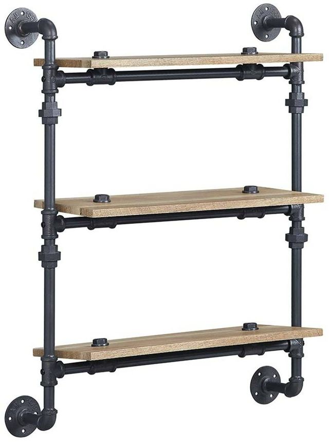 ACME Furniture Brantley Oak/Sandy Black 3-Tier Wall Rack | Lacks ...