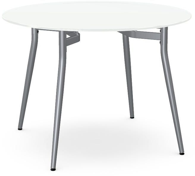 Amisco Customizable Alys 30" White Glass Round Table with a 42 ...