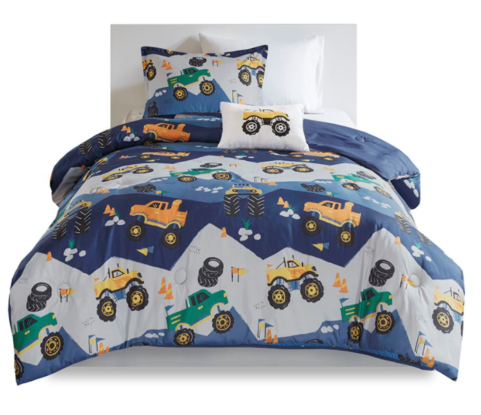 Olliix by Mi Zone Kids Nash Blue Full/Queen Monster Truck Comforter Set ...